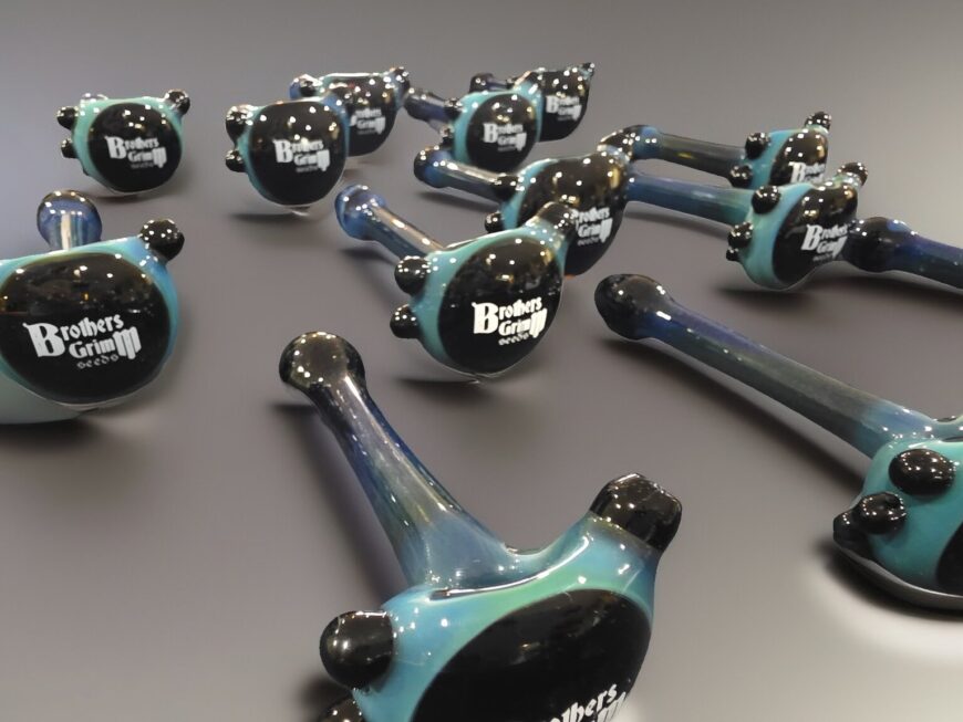 Thick Glass Hand Pipe – Blue/Black Pipes by Brothers Grimm